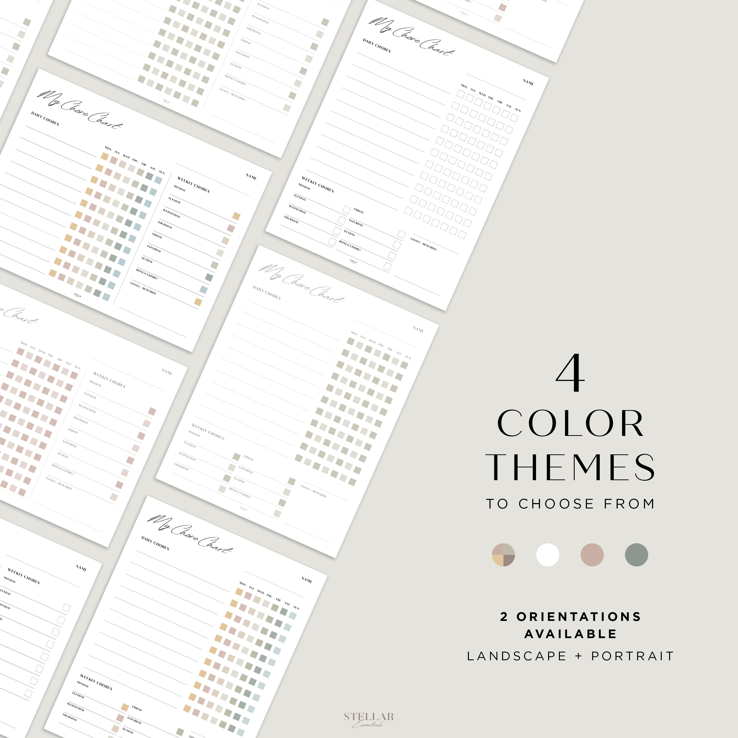 Editable Kids Chore Chart, Minimalist Cleaning Checklist, Printable ...