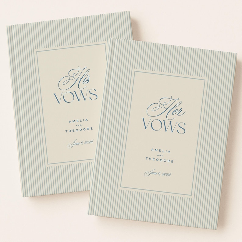Vintage Pinstripe Wedding Vow Book: Personalized His and Her Vows ...