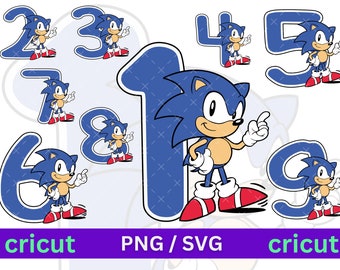 Sonic Svg Birthday Numbers PNG Print Sonic PNG Numbers SVG Layered ...