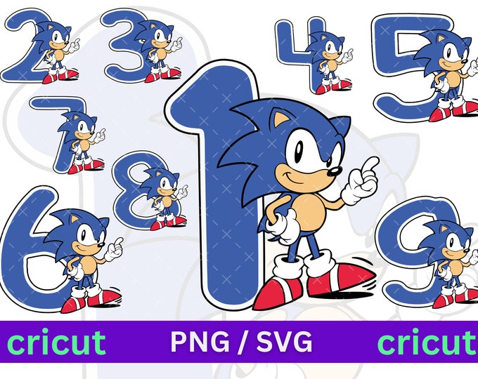 Sonic Svg, Birthday Numbers Png Print, Sonic PNG Number SVG Clipart ...