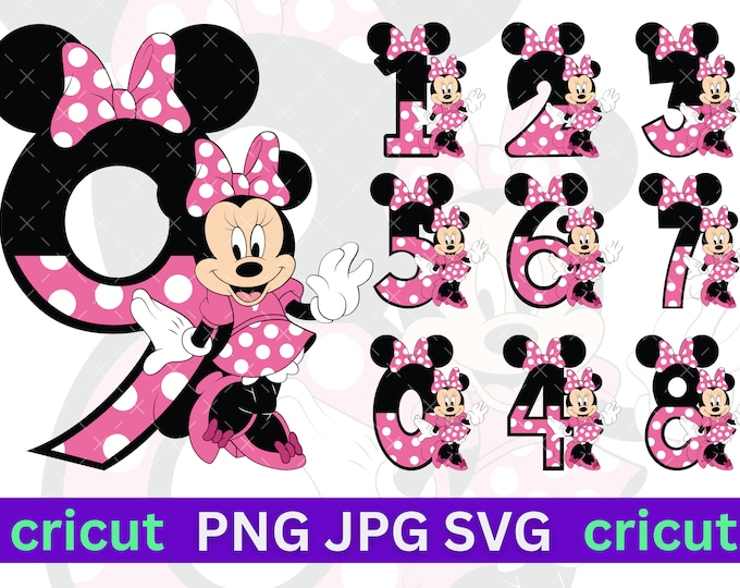 Mouse Number Font Svg Bundle | Layered Number Font | Birthday Numbers ...