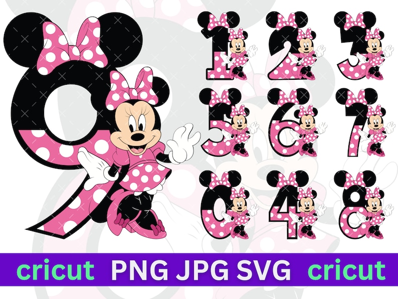 10+ Mickey Minnie Number Font Svg Bundle Layered Item, Clipart, Digital ...