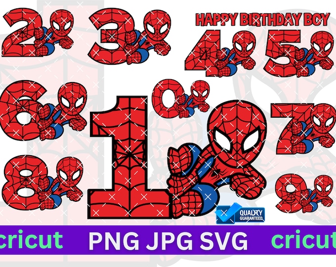 Superhero Birthday Number SVG PNG | Layered Cricut Cut File | Kids ...