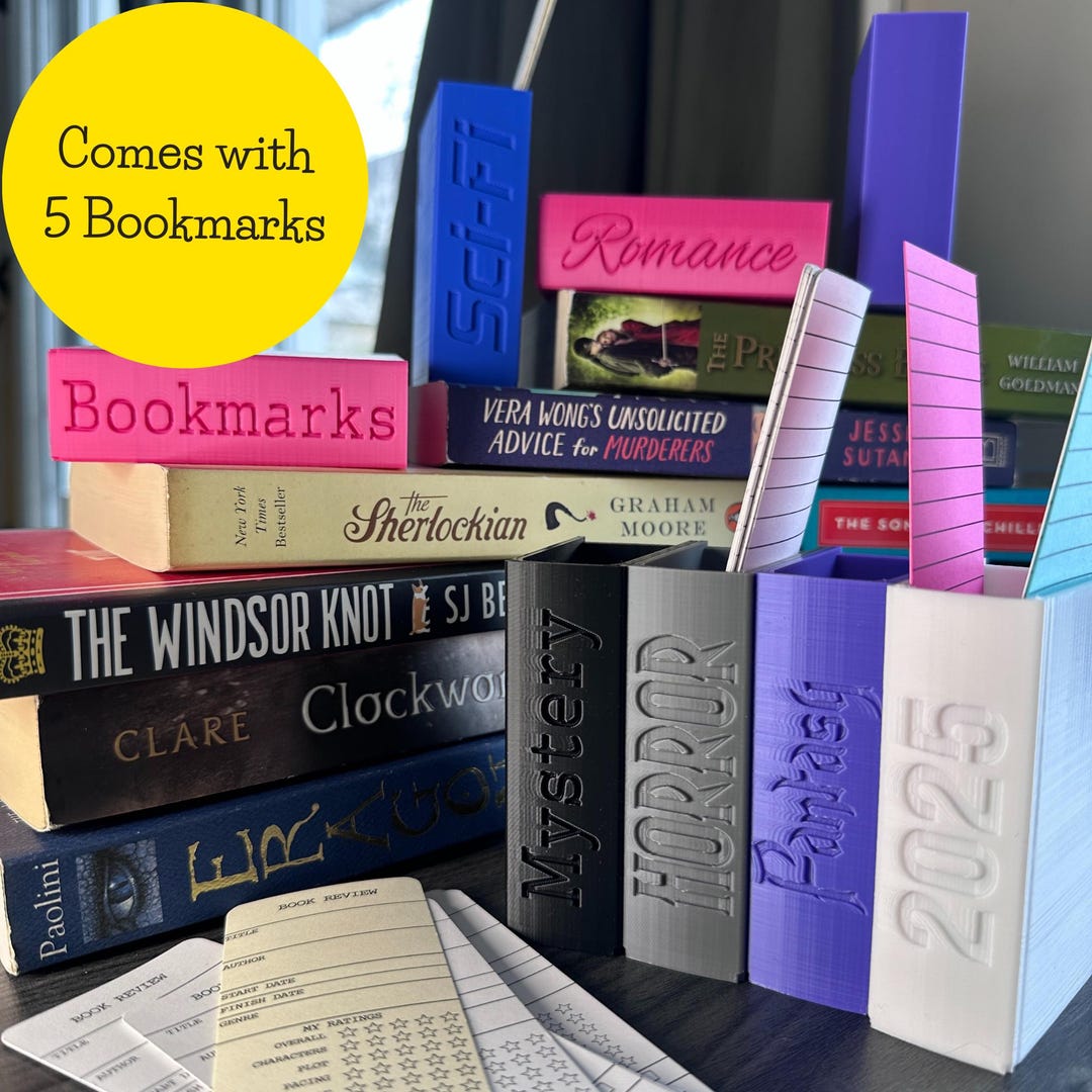 Personalized Book-shaped Bookmark Holder – 3D Printed, Choose Genre ...