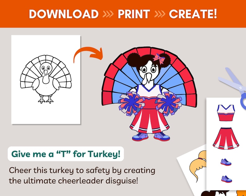 Turkey Disguise Printable | Cheerleader Turkey in Disguise, Disguise a ...