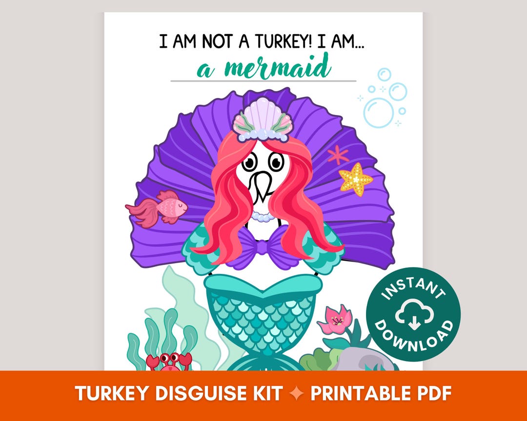 Disfraz de pavo imprimible / Disfraz de pavo de sirena / Disfraz de ...