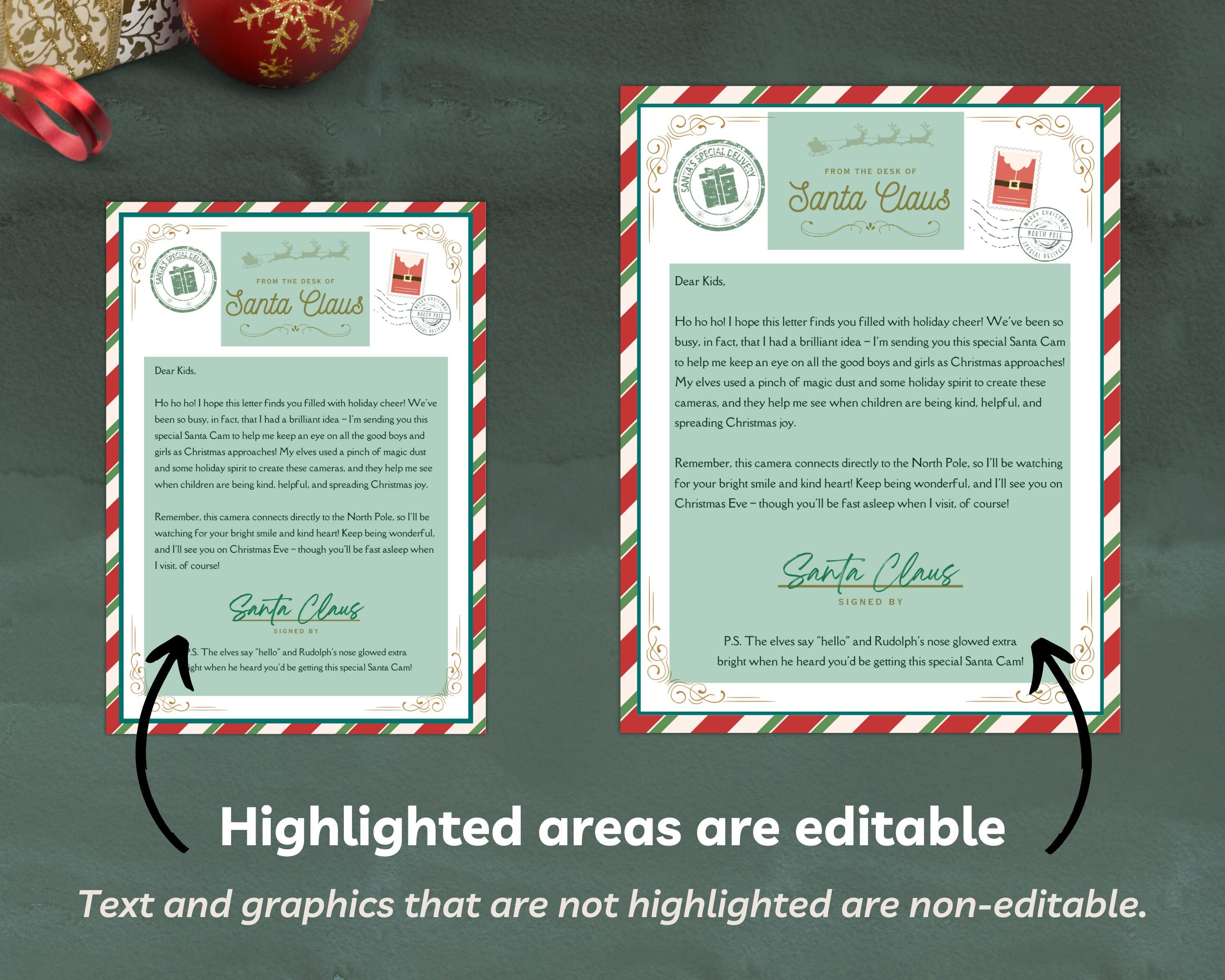 EDITABLE Santa Cam Letter Printable | Letter From Santa Editable Santa ...