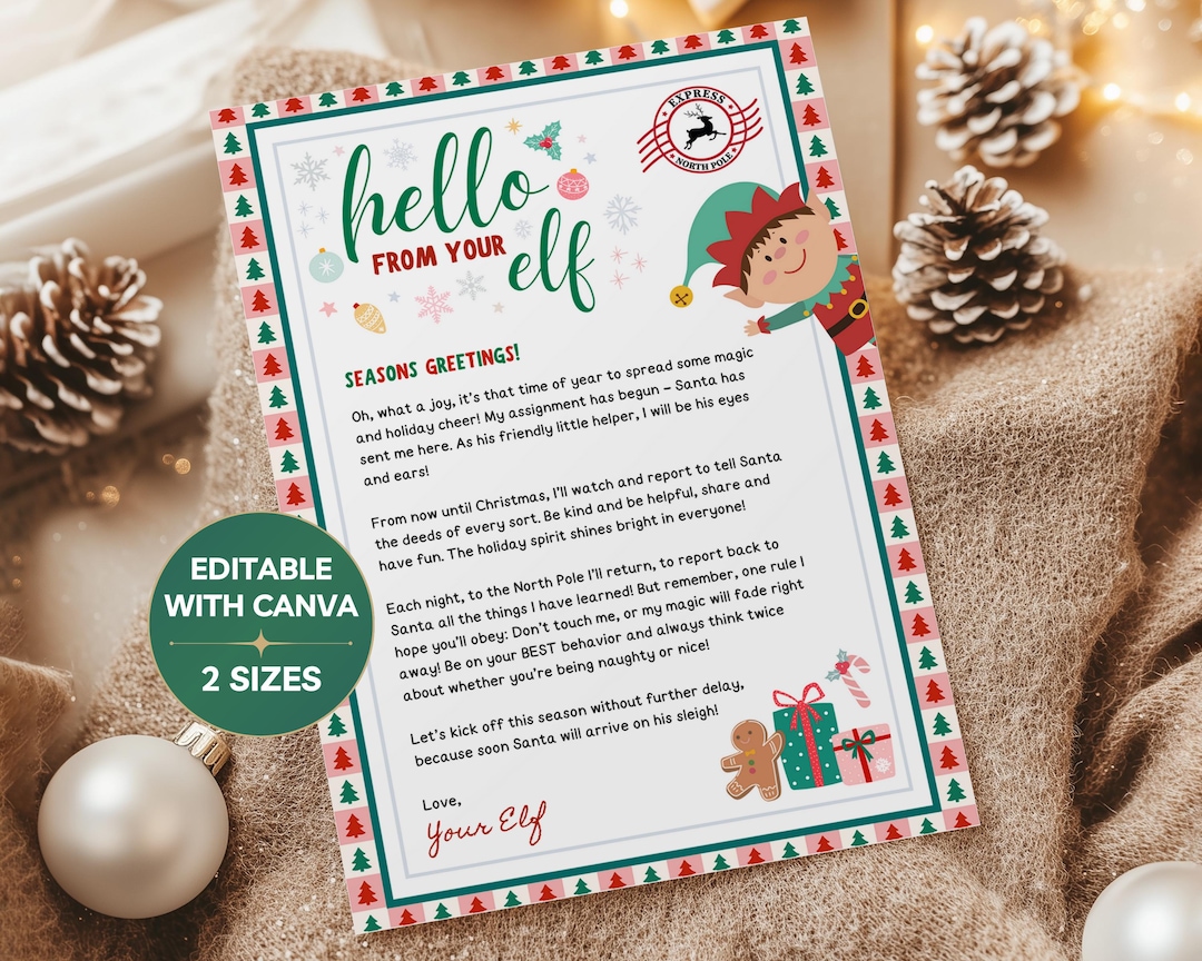 Elf Letter Editable Elf Arrival Letter for Elf on the Shelf Editable ...