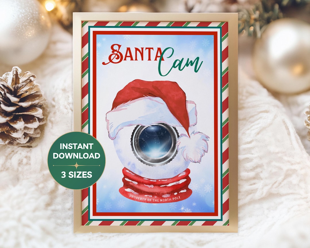 Santa Cam Printable Sign | Christmas Sign Digital Download | North Pole ...
