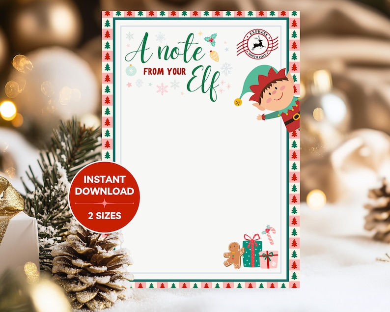Blank Elf Note Printable | Note From Elf Printable | Letter From Elf on ...