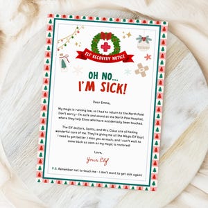 Elf Sick Letter Editable Elf Recovery Letter Holding the Elf Letter ...