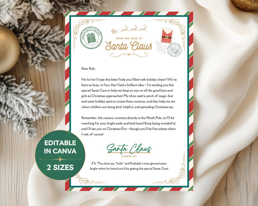 EDITABLE Santa Cam Letter Printable | Letter From Santa Editable Santa ...