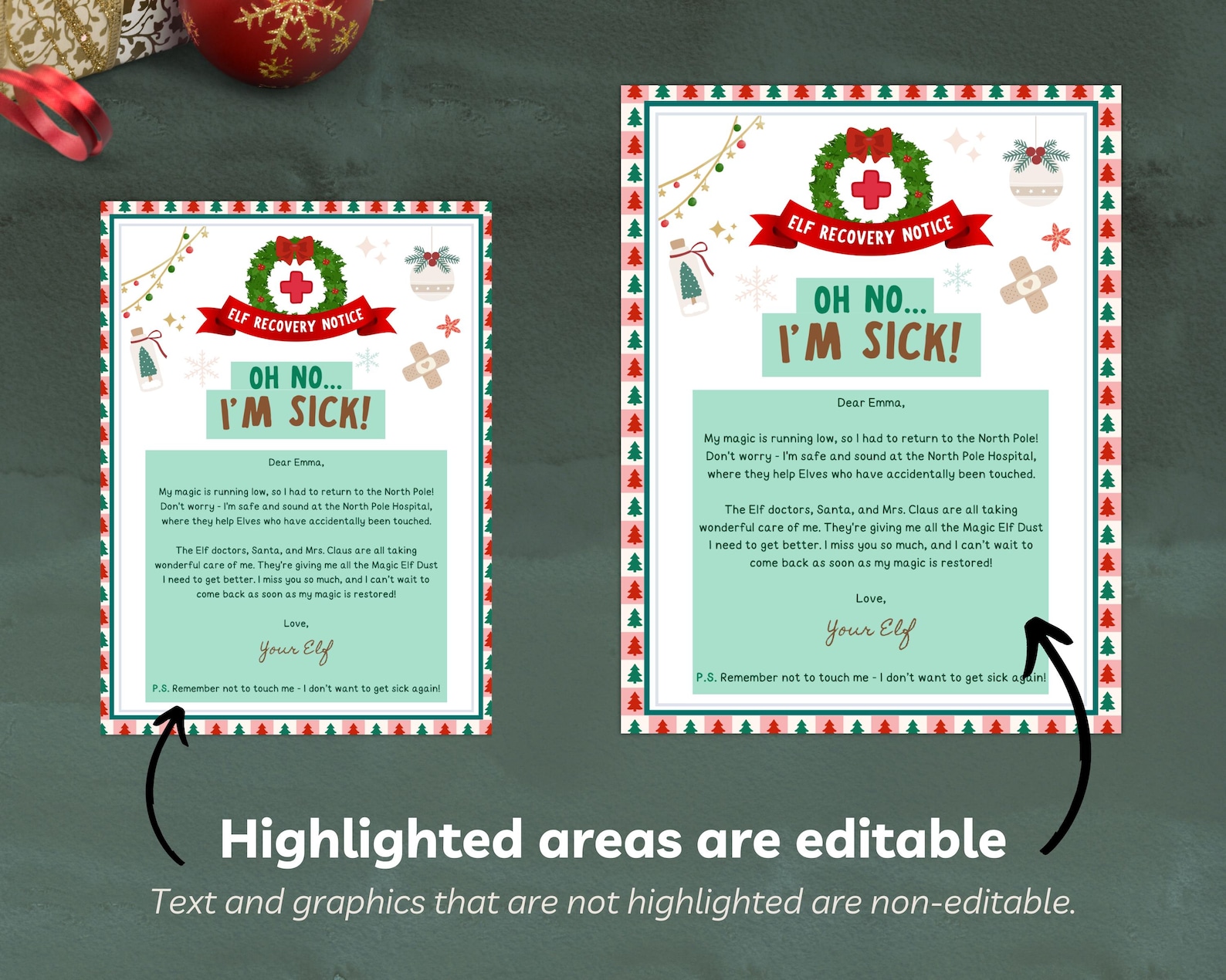 Elf Sick Letter Editable Elf Recovery Letter Holding the Elf Letter ...