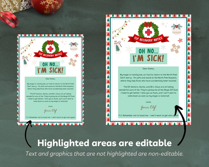 Elf Sick Letter Editable Elf Recovery Letter Holding the Elf Letter ...