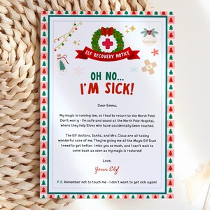 Elf Sick Letter Editable Elf Recovery Letter Holding the Elf Letter ...