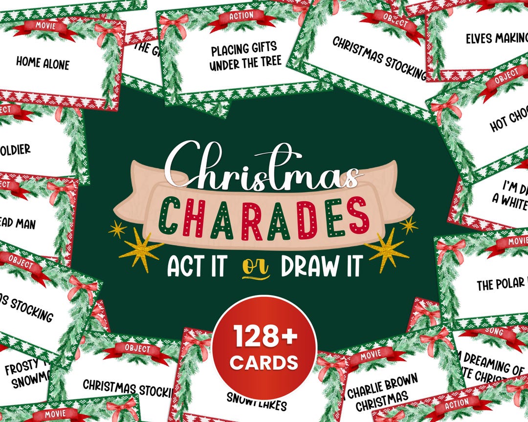 Christmas Charades Game Christmas Pictionary Holiday Party Game Fun ...