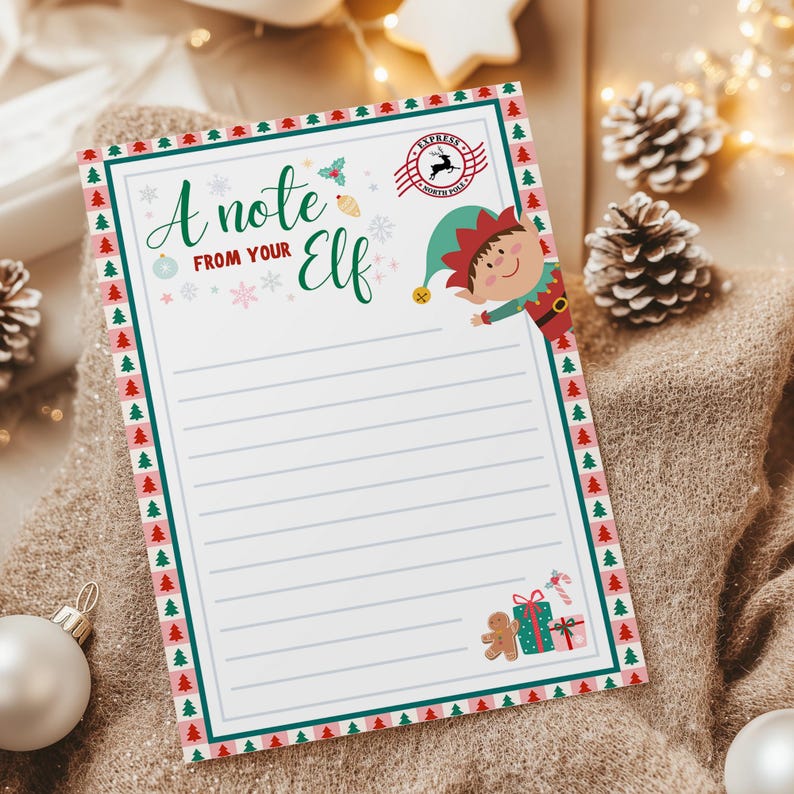 Blank Elf Note Printable | Note From Elf Printable | Letter From Elf on ...