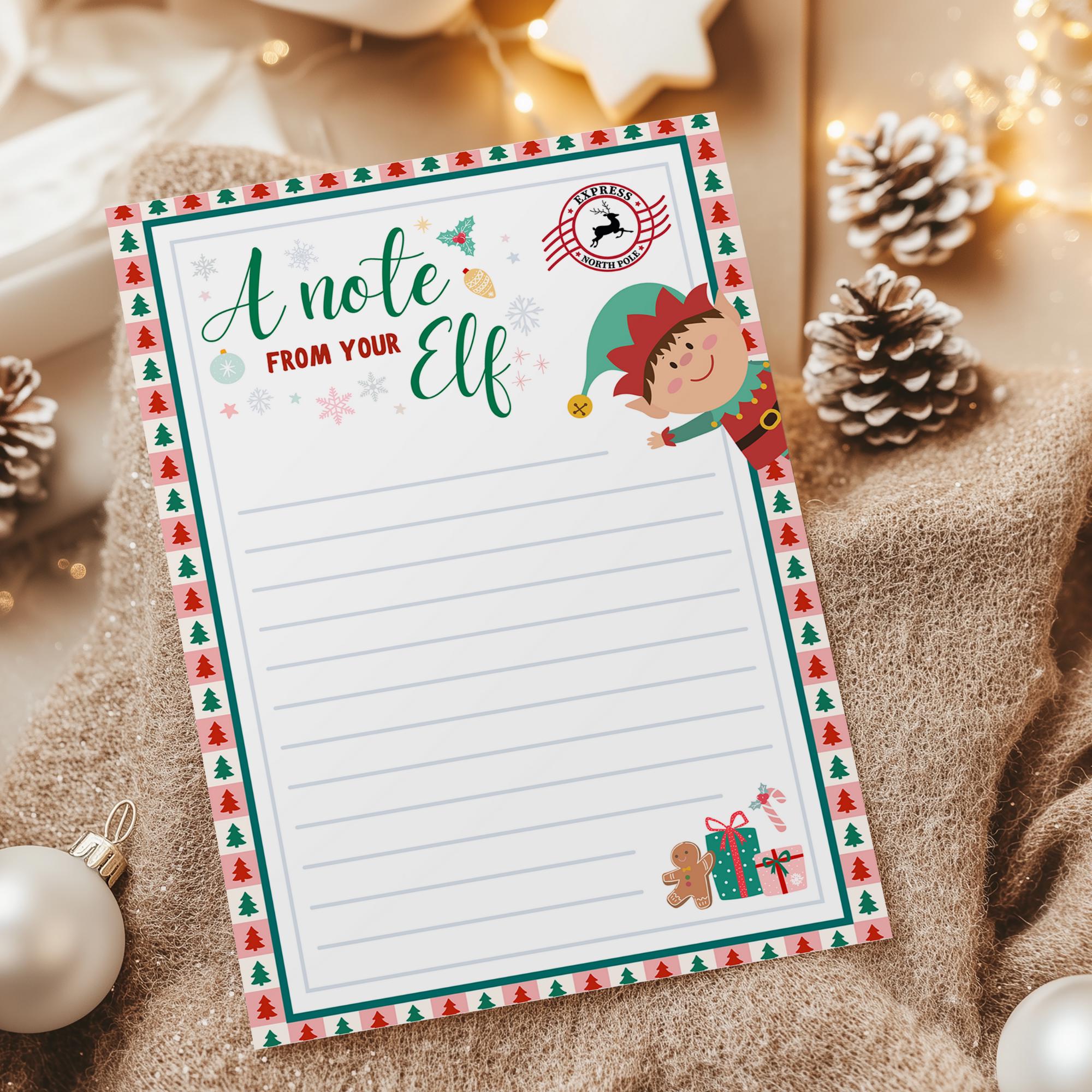 Blank Elf Note Printable | Note From Elf Printable | Letter From Elf on ...