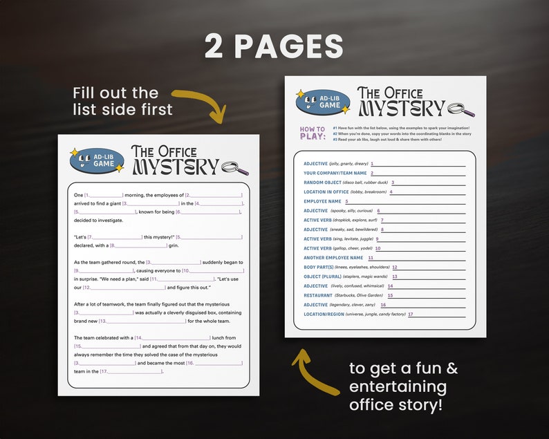 Mad Libs-style "the Office Mystery" Team Building Game for Work ...