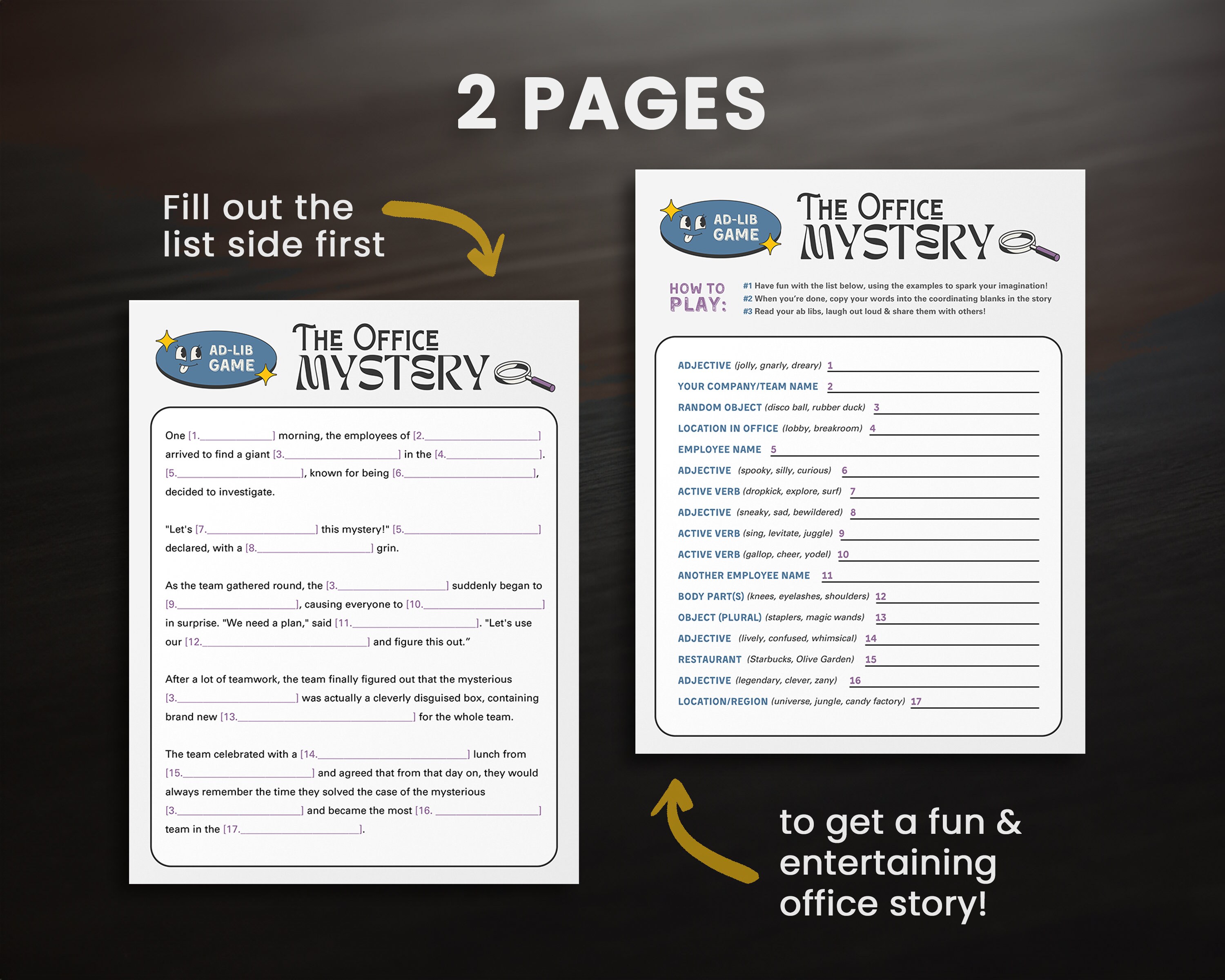 Mad Libs-style "the Office Mystery" Team Building Game for Work ...