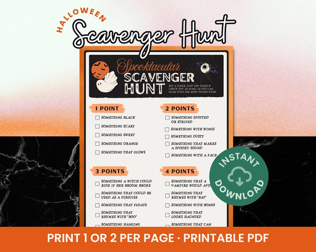 Printable Halloween Scavenger Hunt Game | Spooktacular Party (instant ...