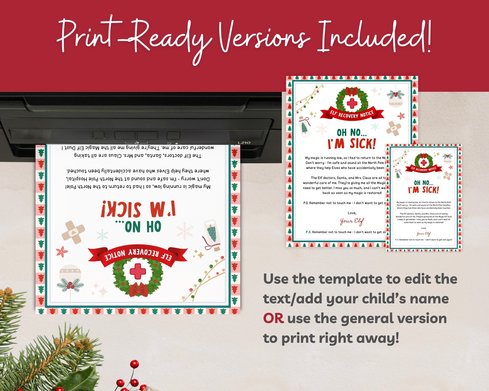 Elf Sick Letter Editable Elf Recovery Letter Holding the Elf Letter ...