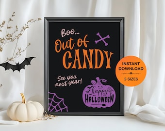 Sorry Out of Candy Sign Halloween Printable, Trick or Treat Sign ...