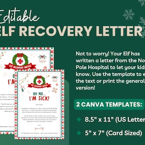 Elf Sick Letter Editable Elf Recovery Letter Holding the Elf Letter ...