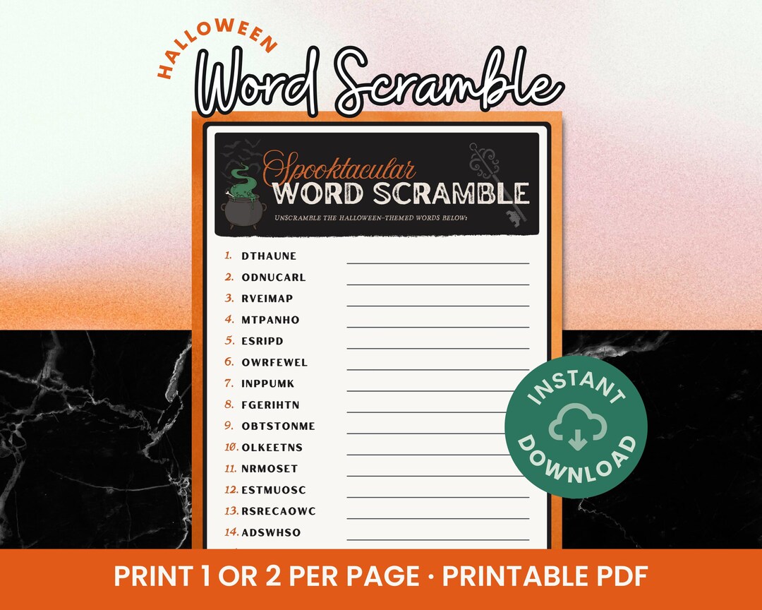 Halloween Word Scramble Game | Printable Party Activity (PDF) - Etsy