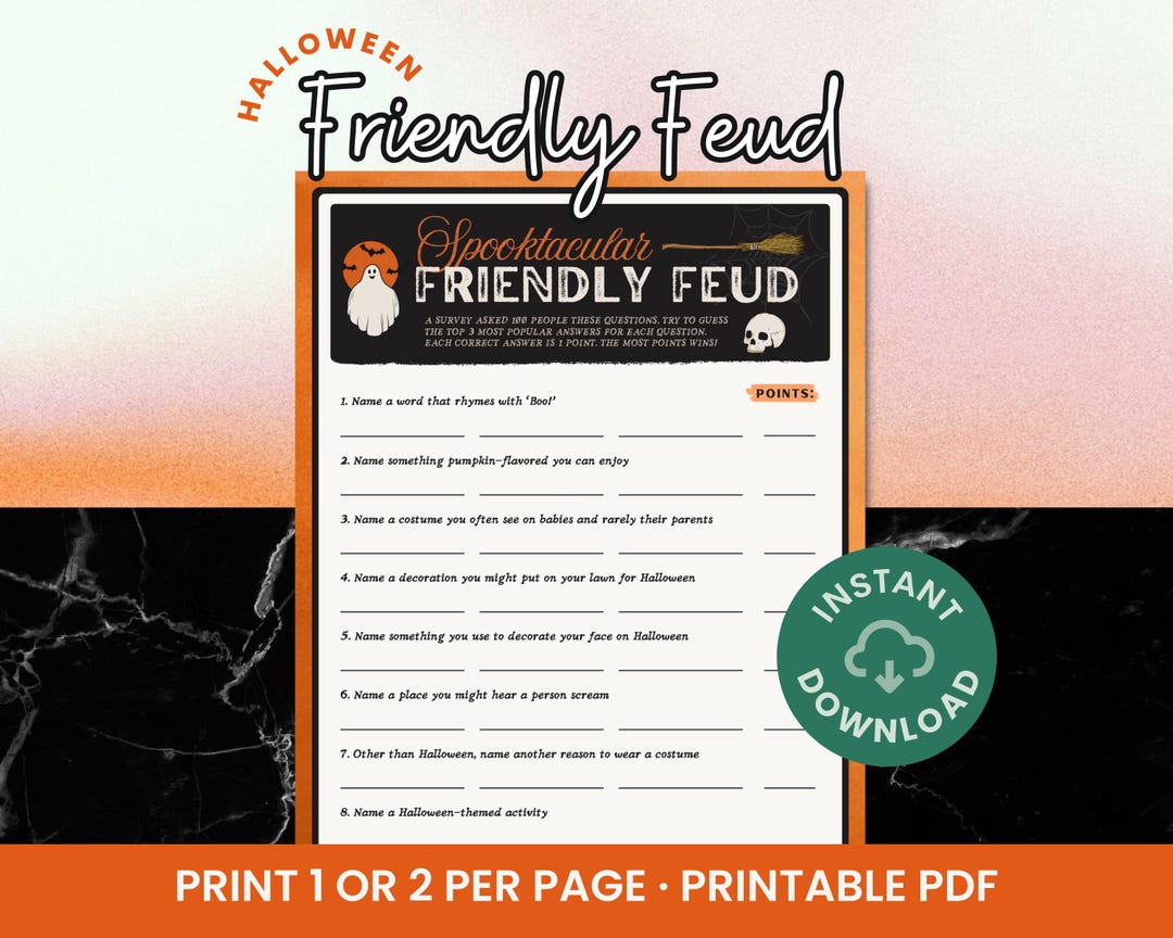 Halloween Feud Friendly Feud Game Halloween Questions Printable Feud ...