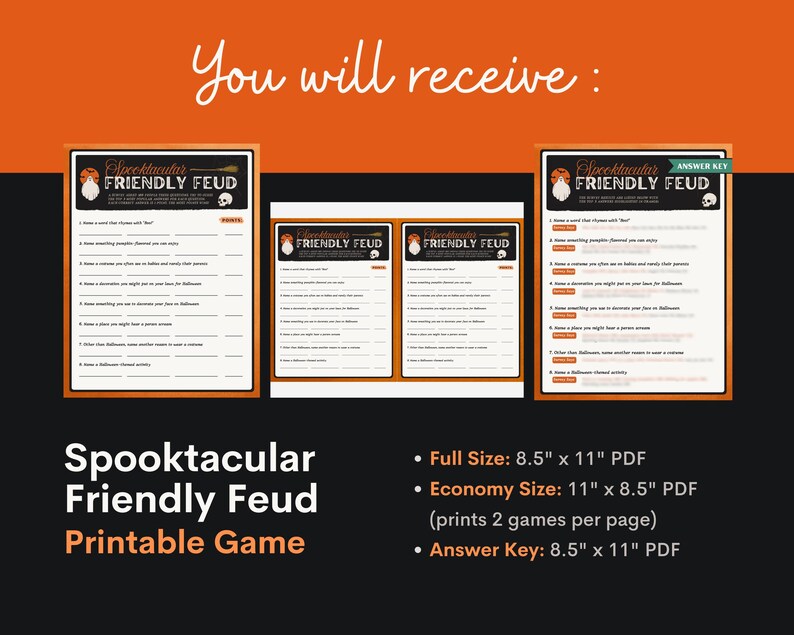 Halloween Friendly Feud Game | Printable Team Building (PDF) - Etsy