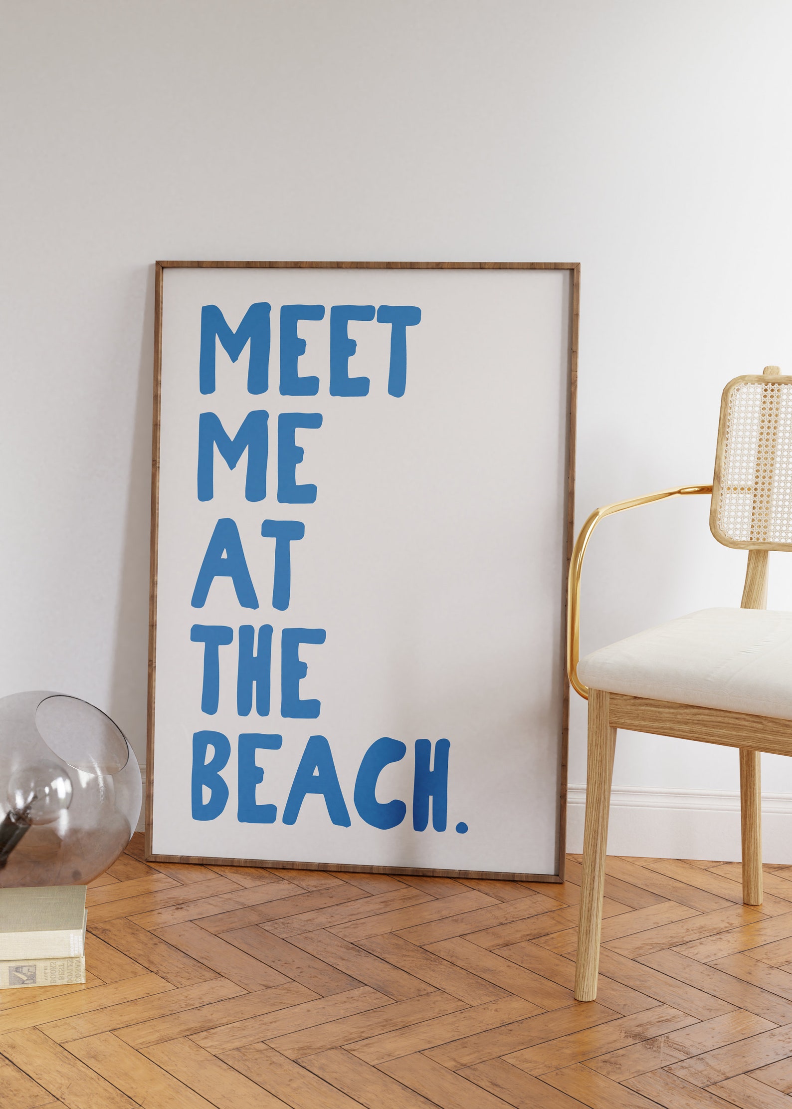 Meet Me at the Beach Poster Soft Blue Print, Trendy Coastal Wall Art ...