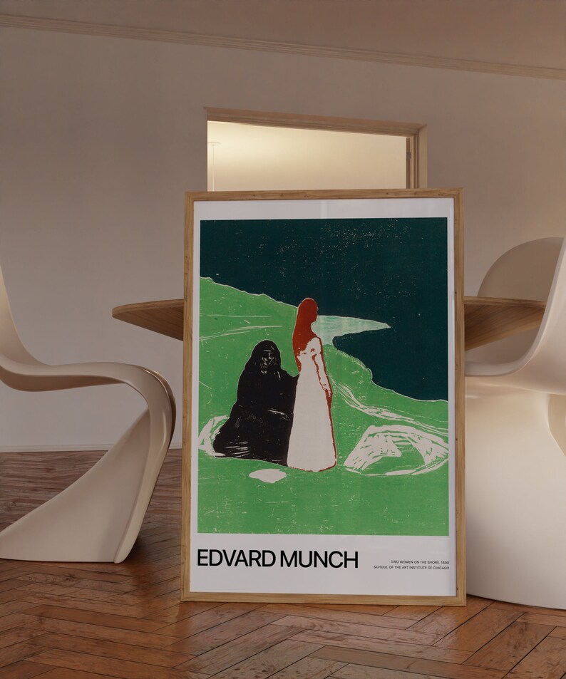 Edvard Munch Two Women on the Shore Print: Expressionist Scandinavian ...