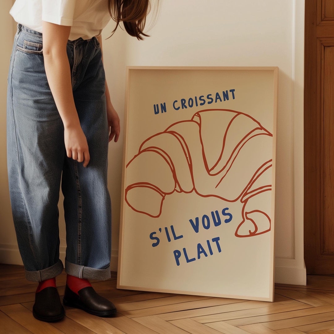 Hand-drawn Croissant Poster: French Kitchen Wall Art (digital Download ...