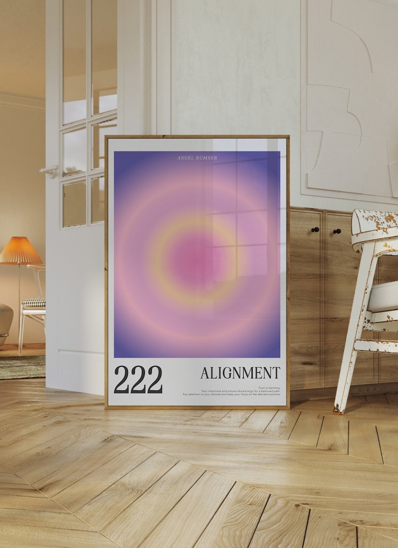 Angel Number 222 Alignment Poster, Gradient Aura Wall Art, Spiritual ...
