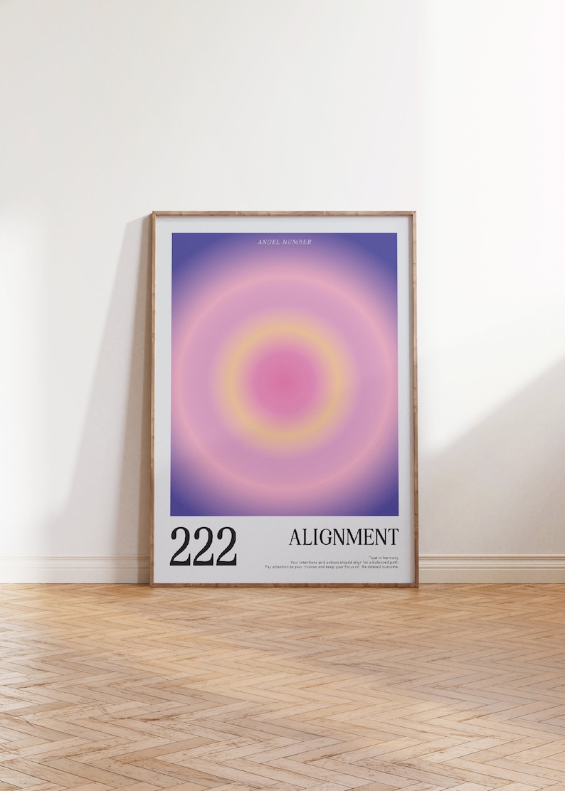 Angel Number 222 Alignment Poster, Gradient Aura Wall Art, Spiritual ...
