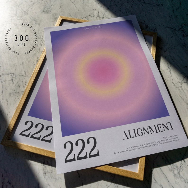 Angel Number 222 Alignment Poster, Gradient Aura Wall Art, Spiritual ...
