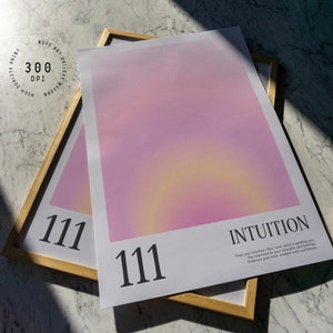 Angel Number 111 Intuition Print: Gradient Aura Spiritual Decor ...