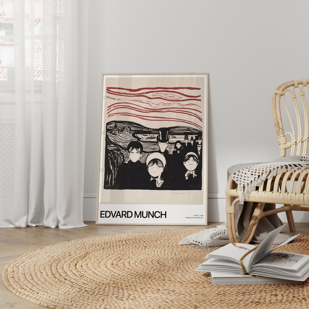 Edvard Munch Anxiety Print, Expressionist Artwork, Art Deco Poster ...