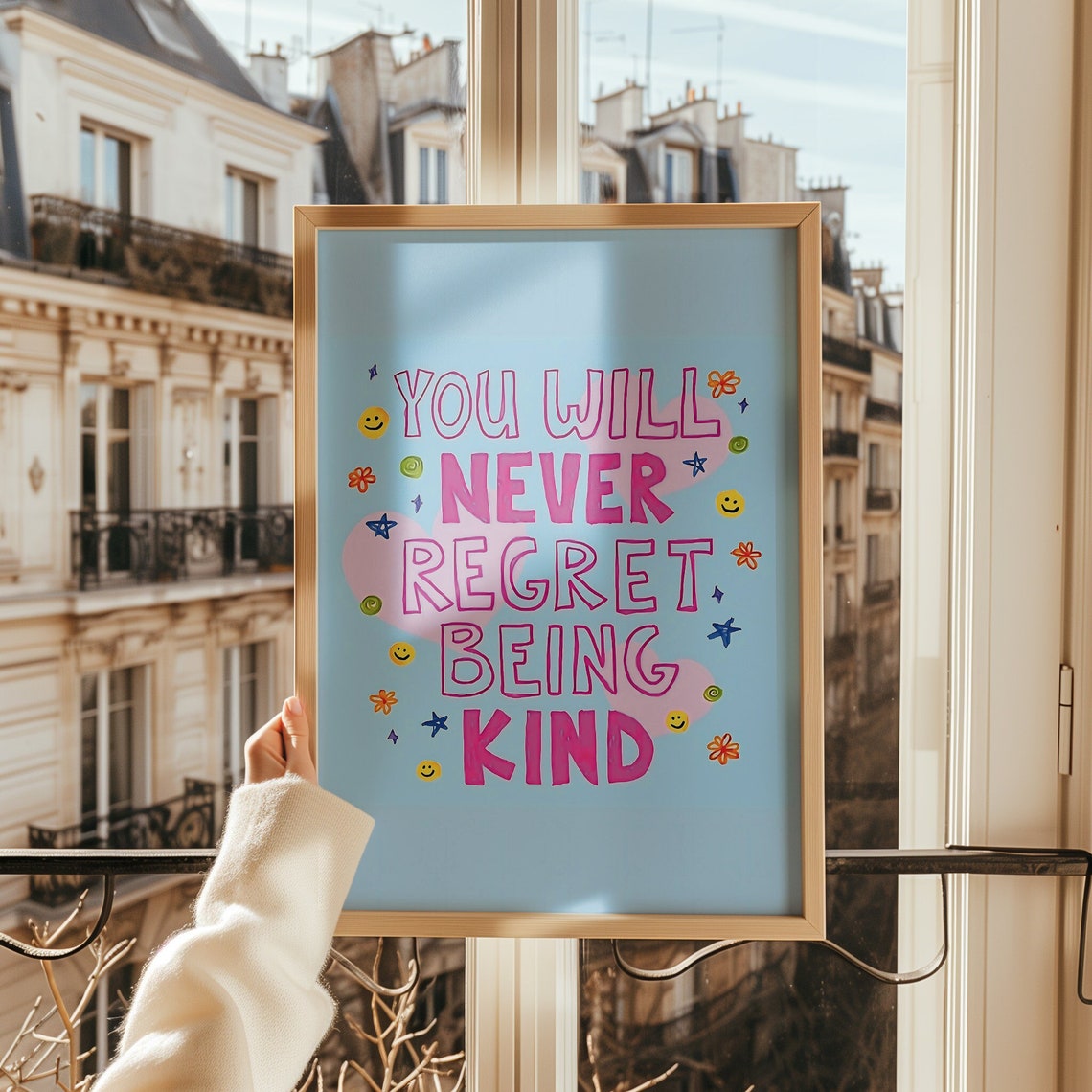 You Will Never Regret Being Kind Print, Preppy Room Decor, Trendy Retro ...
