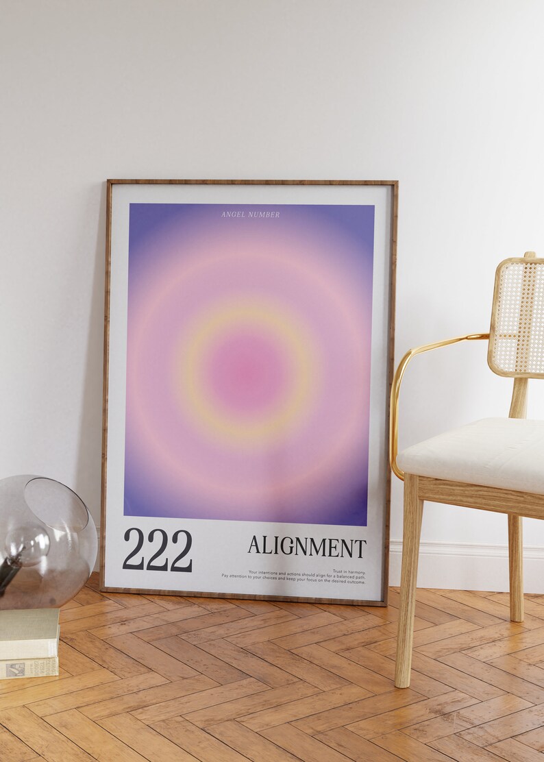 Angel Number 222 Alignment Poster, Gradient Aura Wall Art, Spiritual ...