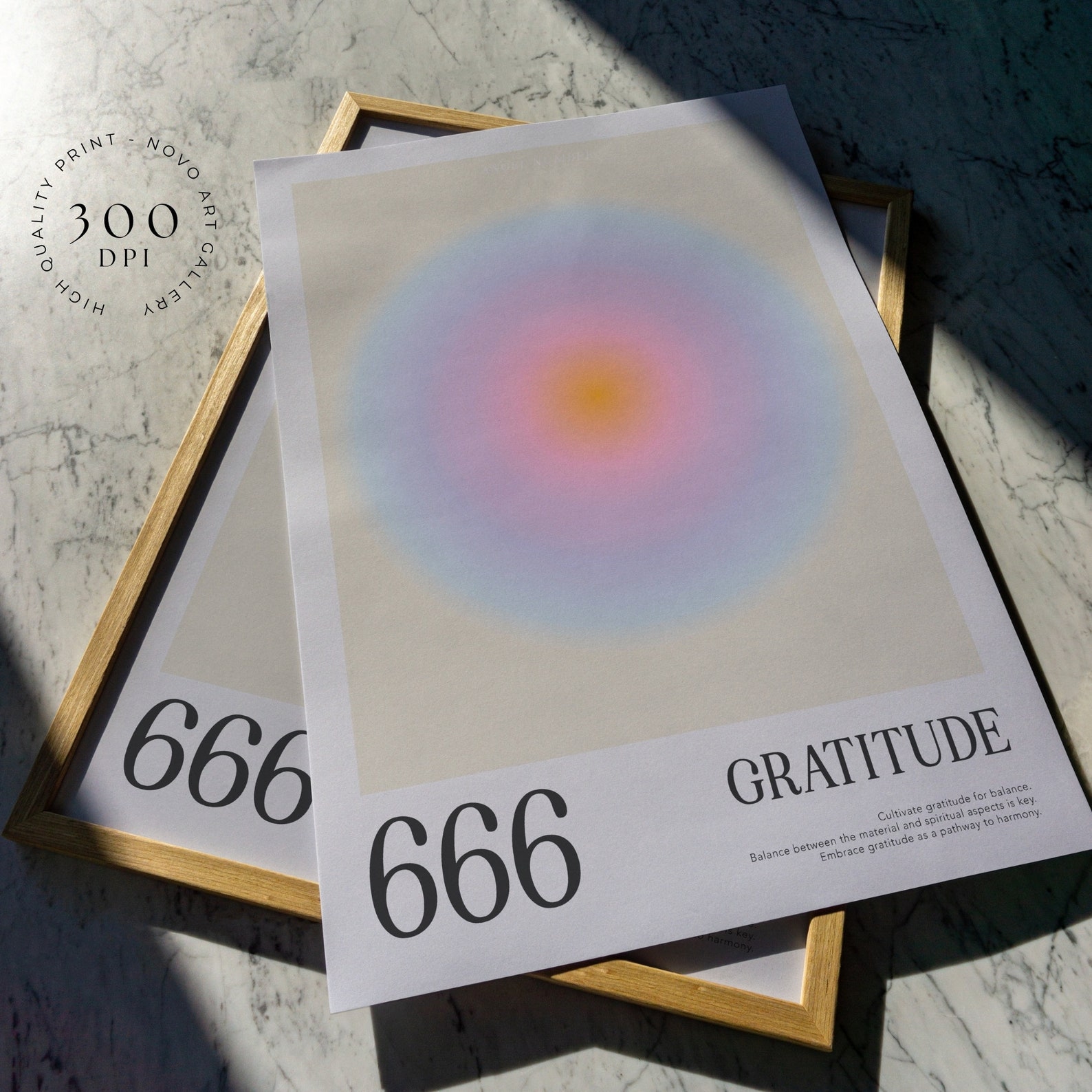 Angel Number 666 Gratitude Poster, Gradient Aura Wall Art, Spiritual ...