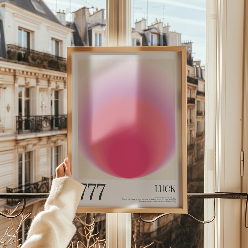 Angel Number 777 Luck Poster, Gradient Aura Wall Art, Spiritual Prints ...