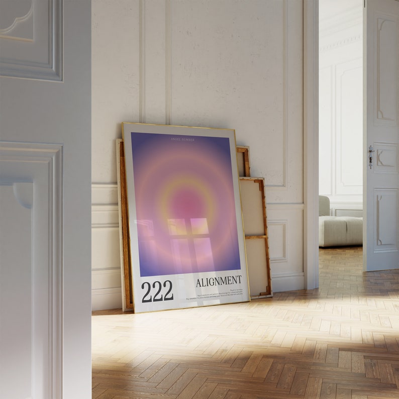 Angel Number 222 Alignment Poster, Gradient Aura Wall Art, Spiritual ...
