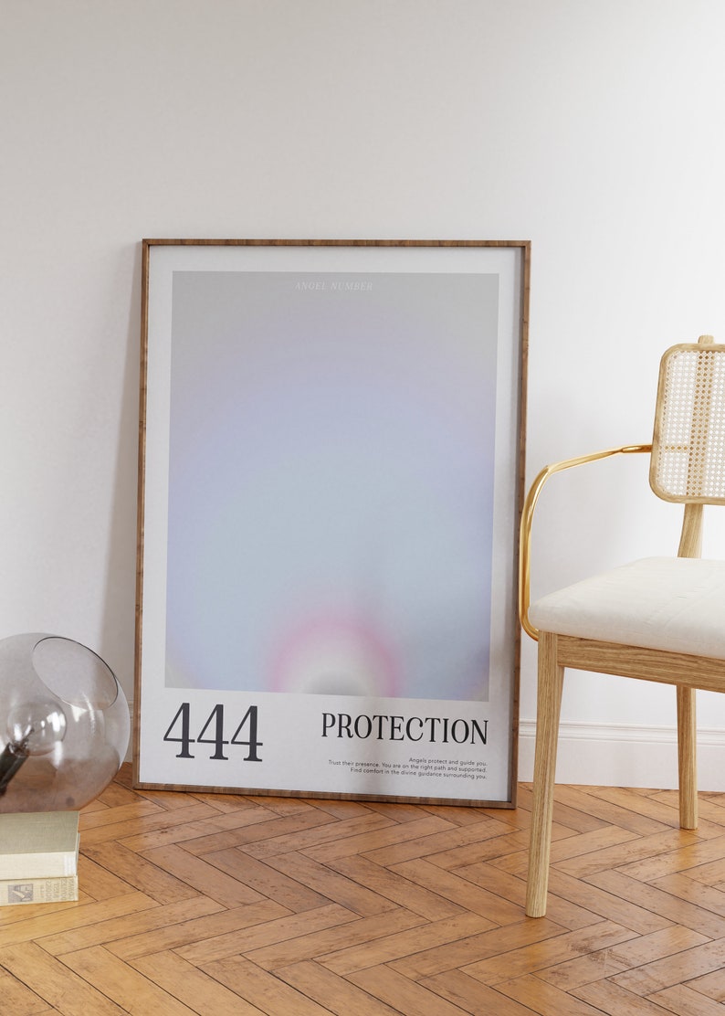 Angel Number 444 Protection Poster, Gradient Aura Wall Art, Spiritual ...
