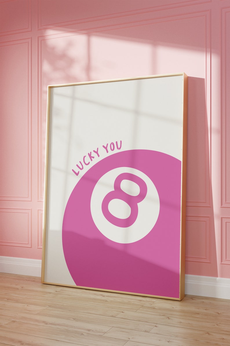 Retro Pink 8 Ball Print: Lucky Billiards Wall Art (digital Download) - Etsy