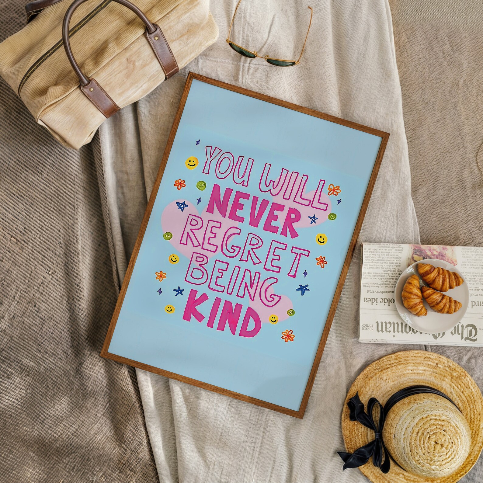 You Will Never Regret Being Kind Print, Preppy Room Decor, Trendy Retro ...
