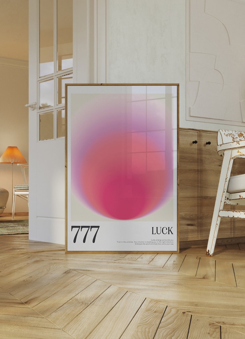 Angel Number 777 Luck Poster, Gradient Aura Wall Art, Spiritual Prints ...