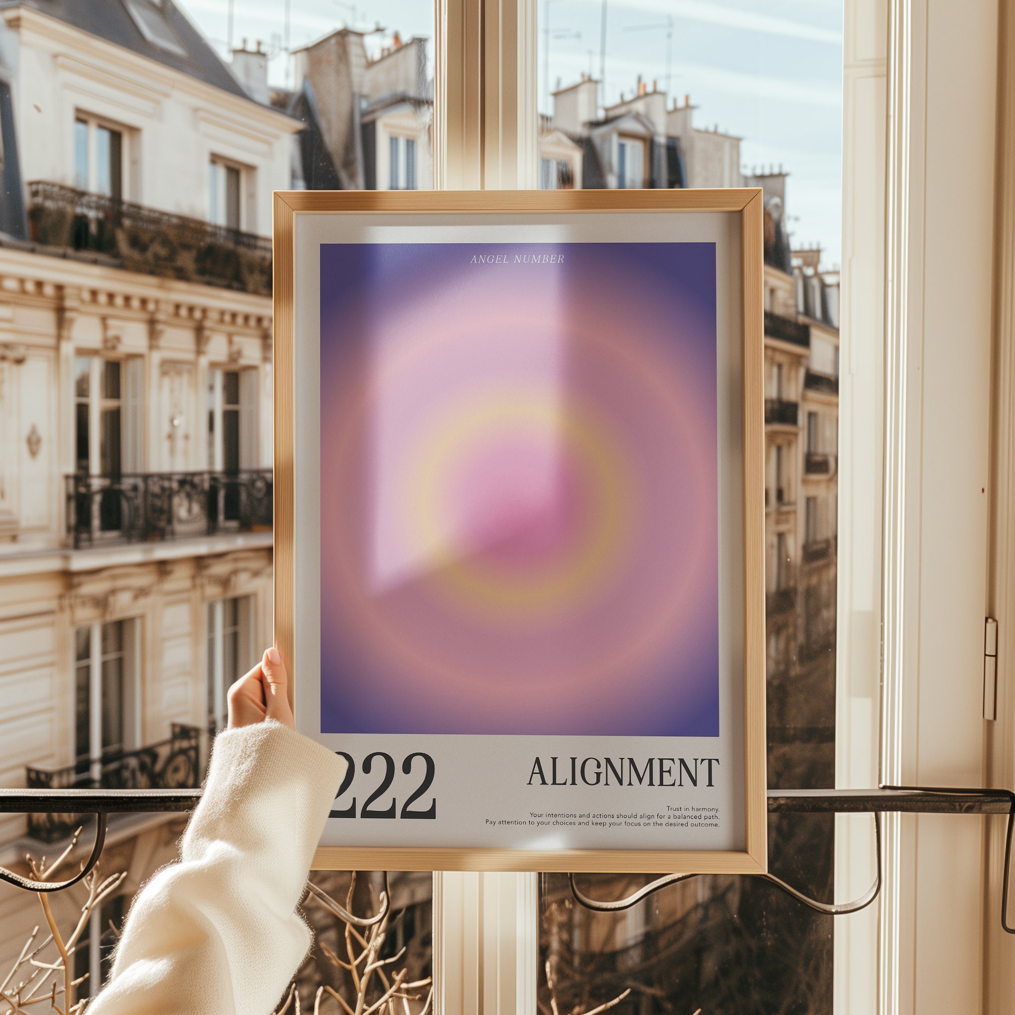 Angel Number 222 Alignment Poster, Gradient Aura Wall Art, Spiritual ...