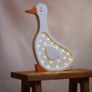 Wooden Goose Night Light: Nursery Lamp With Dimmer & Remote - Etsy